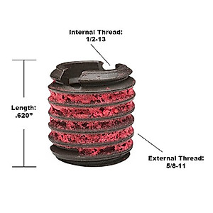E-Z LOK - 319-8 E-Z Lok Externally Threaded Insert, C12L14 Carbon Steel, Meets AISI 12L14, 1/2"-13 Internal Threads, 5/8"-11 External Threads, 0.625" Length, Made in US (Pack of 5)