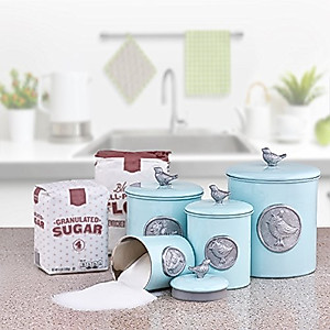 Old Dutch Smooth Finish Bird Canister Set, Blue