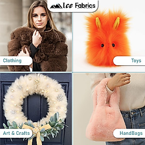 Ice Fabrics Faux Fur Fabric by The Yard - 60 Inches Wide Super Soft and Fluffy Shaggy Mohair Fur Fabric for Costumes, Apparel, Rugs, Pillows, Decorations and More - Light Brown - Half Yard