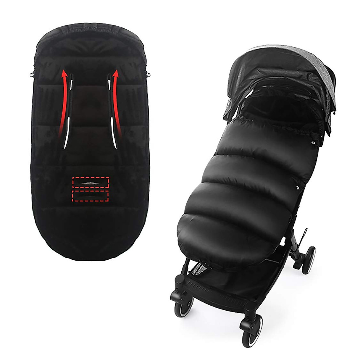 CarlsonBaby Stroller Winter Sleeping Bag- Universal for All Strollers, Footmuff, Waterproof, Windproof (Black)