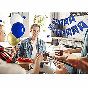ANSOMO Royal Blue and Gold Happy Birthday Party Decorations Banner Balloons Boys Men Him Women 1st 10th 13th 15th 16th 18th 20th 21st 25th 30th