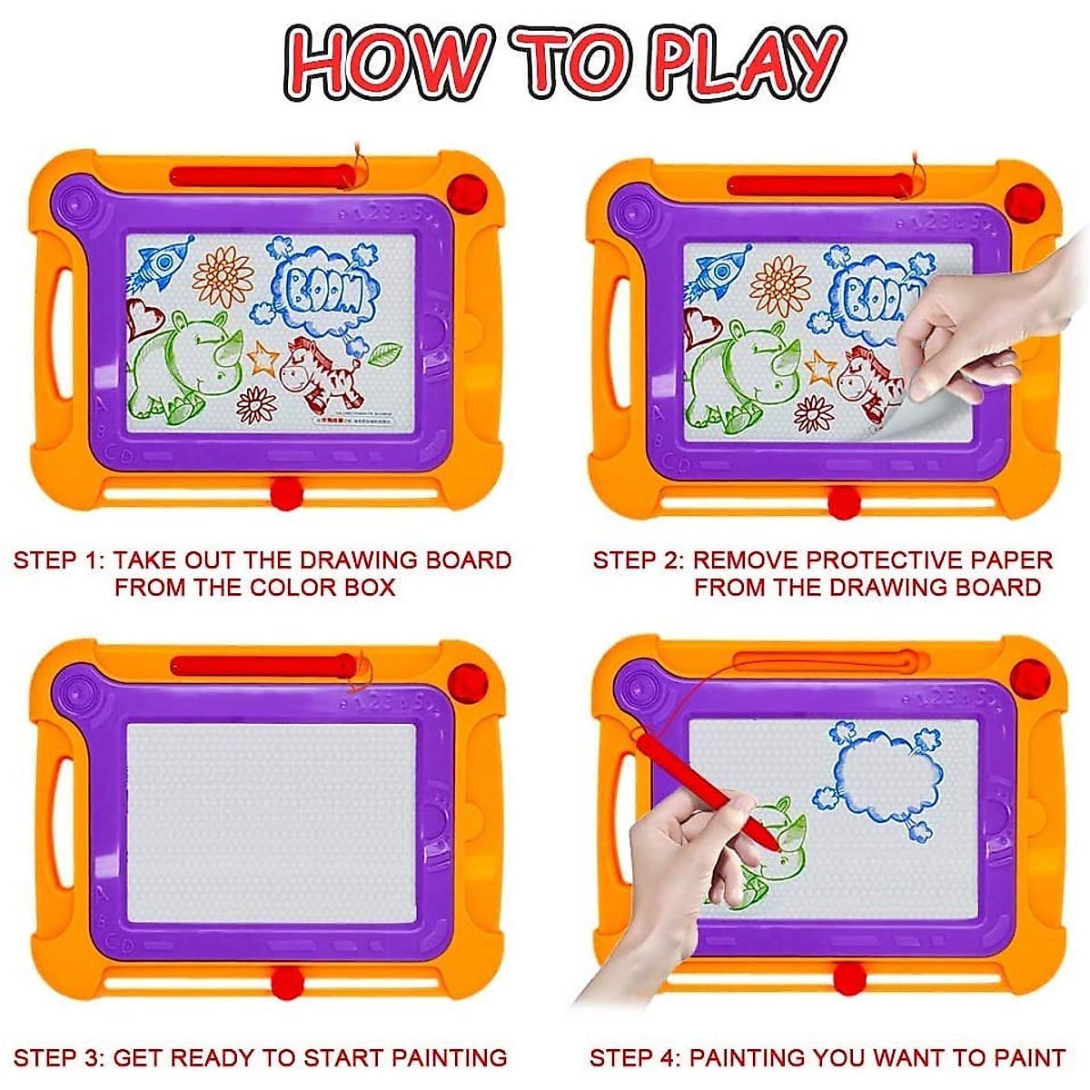 2 Pack Medium Magnetic Drawing Board, Learning Toys for Toddlers 1-3 2-4 Drawing Game, Colorful Magnetic Drawing Doodle Board Pad Tablet for Kids Adults Educational & Art Activities