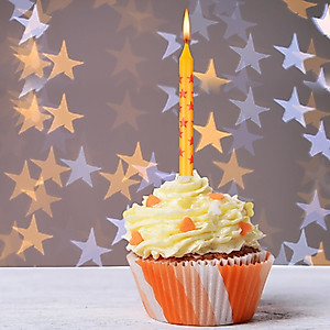 Conelist 12 Pcs Anime Theme Birthday Candles Yellow and Red Stars Print Themed Birthday Cake Candles Cupcake Topper for Boy and Husband 7 Stars Balls Themed Birthday Decoration Supplies