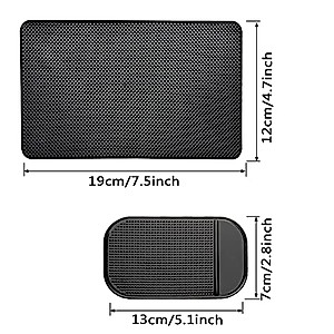 7 Pack Car Dashboard Anti-Slip Mat, 2 Sizes Heat Resistant Sticky Non-Slip Ripple Gel Latex Dash Grip Pad for Cell Phone Sunglasses Keys Coins by ACKLLR,Black
