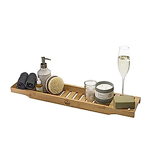 Palm Naki Bamboo Bathtub Tray - Premium Bath Caddy, Bathroom Accessory Tray for Bathtub, Slip Resistant, Eco Friendly Bath Caddy