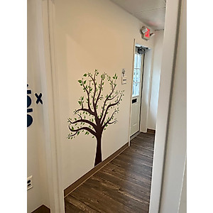 Amaonm Removable Cartoon Giant Brown Tree Wall Decals DIY Leaves Wall Sticker Peel and Stick Wall Decor for Nursery Kids Girls Nursery Room Bedroom Living Room Offices Kindergarten Decoration(Tree)