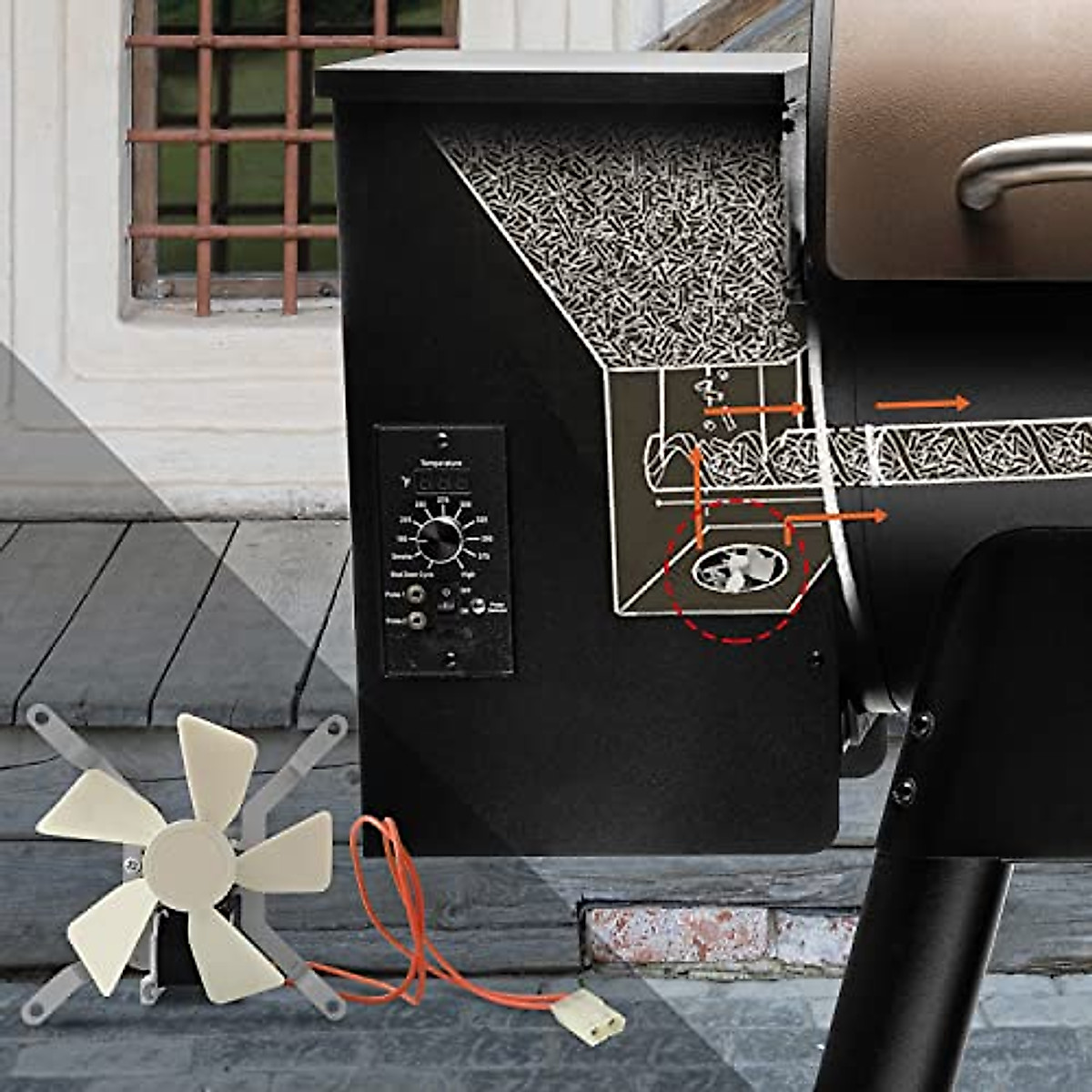 FCCUM Grill Induction Fan Kit Compatible with Pit Boss & Traeger & Camp Chef Wood Pellet Grills, Replace OEM Combustion Fan Part