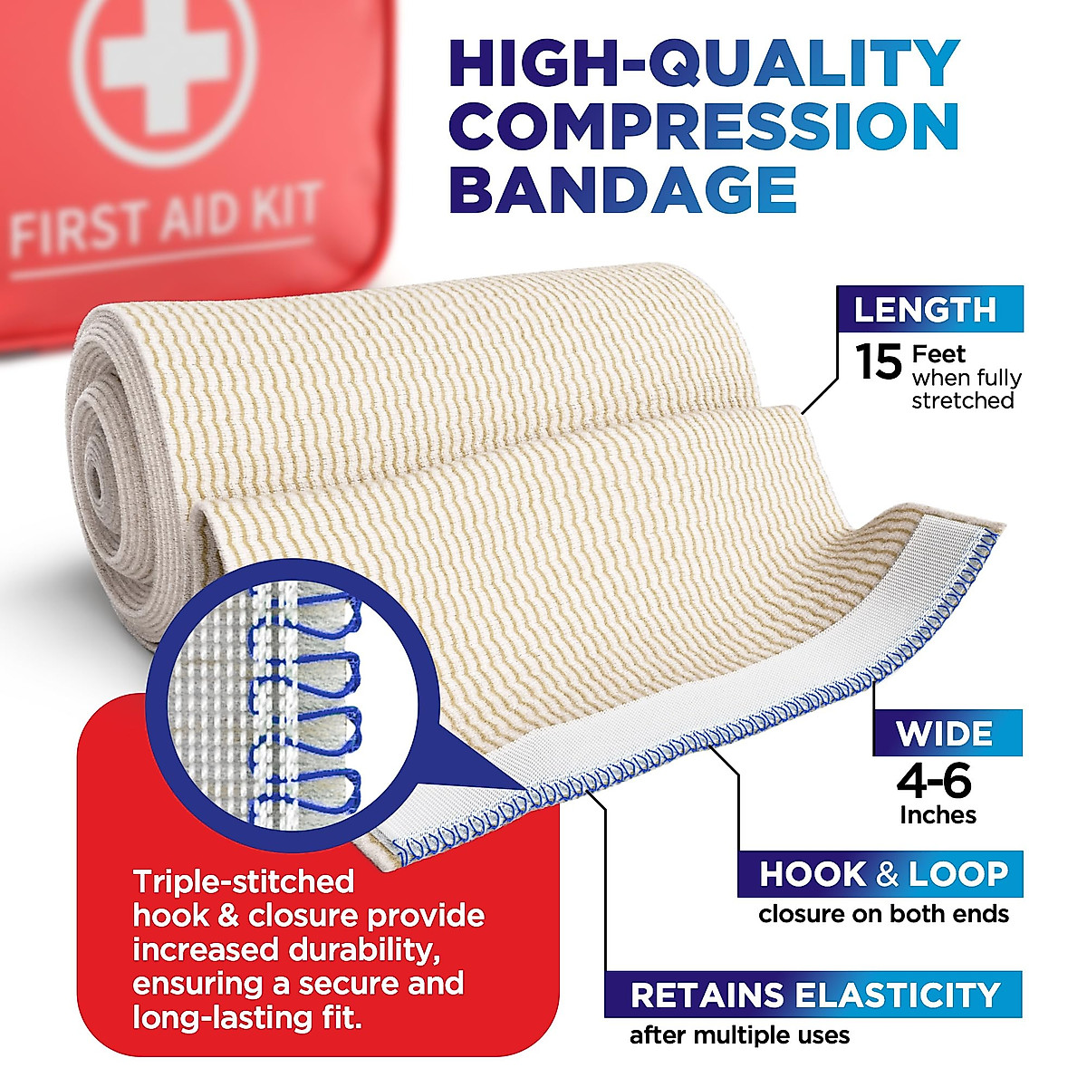 Premium Elastic Bandage Wrap - 4pk (2x6", 2x4") – Self-Closing - Strong Compression Bandage Wrap - Waist, Legs, Elbow, Knee Wrap