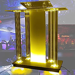 FKKFUCI Large Rolling Pulpit Acrylic Floor Podium with Casters, Luxury Reading Table Imported Portable Scrolling Pulpit Church Office Wedding Hotel,Clear