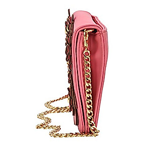 Trina Turk Handbags, Floral Applique Clutch With Detachable Chain (Pink)