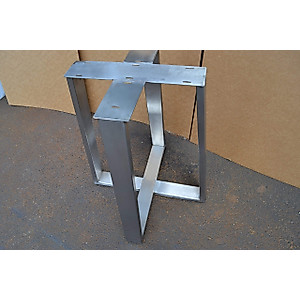 Brushed Stainless Metal Table base, Tapered Pedestal Style - Any Size and Color