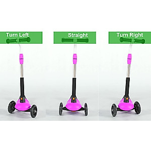 Voyage Sports 3-Wheeled Kick Scooter for Kids Ages 3-5 - Lightweight, Alloy Steel, Adjustable Handlebars, Light Up LED, Anti-Slip Deck, for Preschool Toddler Boys and Girls, Pink