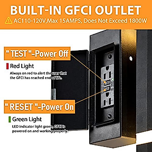 HIHUOS Porch Lights with Outlet, Dusk to Dawn Exterior Light Fixture, Waterproof Outdoor Wall Lantern, Anti-Rust Up and Down Outside Sconce Lighting Fixture for House Garage Patio Park