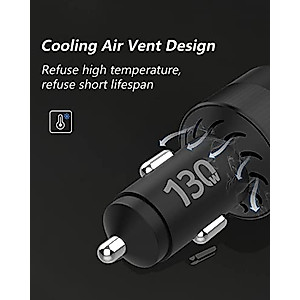 130W USB C Car Fast Charger,3-Port PD 100W PPS 45W QC3.0 30W Super Fast Charging Cigarette Lighter for MacBook Pro Air M1 Laptop iPhone 14 13 12 Pro Max Samsung S22 S21Ultra (with 100W USB C Cable)