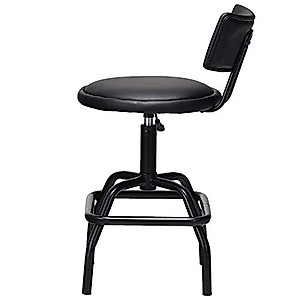 COSTWAY Adjustable Height Bar Stool, 360 Degree Swivel, Modern Guitar Stool for High Ergonomic Seating, with PU Leather Cushion, Heavy Duty Steel Frame for Bar, Shop and Music, Garage, Black