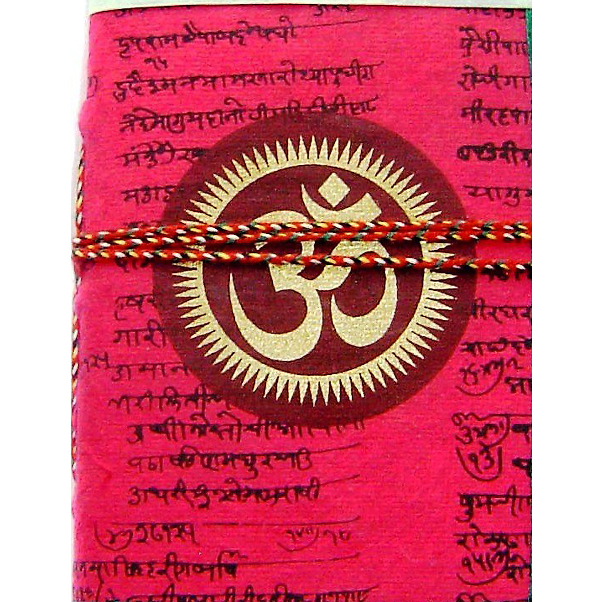 Rastogi Handicrafts Lokta Handmade Paper Journal Diary Note Book Planner Diary Pink Om Chakra Spiritual SIZE - 6x4 INCH