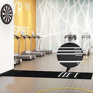 MYOYAY Rubber Dart Mat, 9.8 x 2ft Heavy Duty Dart Carpet with Throw Lines Professional Non-Slip Dart Floor Mat Soundproof Flooring Protector for Dart Game (118 x 24 x 1/5inch)