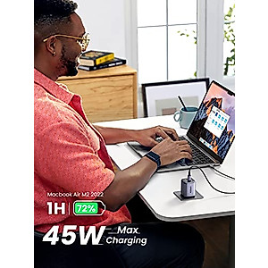 UGREEN 45W USB C Charger, Nexode GaN Dual USB C Foldable Wall Charger Block Support Samsung Super Fast Charging 2.0 Compatible with Galaxy S23 Ultra/S22/Note 20, iPhone 14, iPad, MacBook, Steam Deck