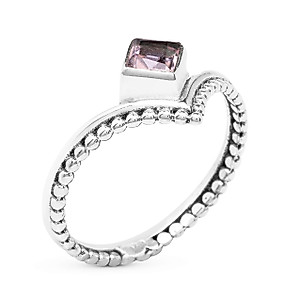 Koral Jewelry Cut Square Amethyst Stone Ethnic Ring 925 Sterling Silver Vintage Boho Chic (8)