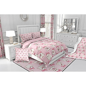 jejeloiu Kids Cute Ghost Sheet Set Queen Size Boys Girls Pink Bowknot Sheets with Deep Pocket Fitted Sheet Kawaii Cartoon Ghost Book Book Bed Sheets Set Pink Halloween Theme Bedding Set