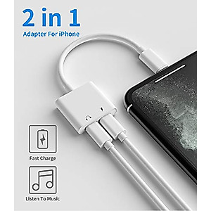 2Pack[Apple MFi Certified]Headphones Jack Adapter for Charging iPhone 7/8Plus/X/Xr/Xs/SE/11/12/Pro/Max/ipad Dongle Converter Charger Accessories Cables Audio Connector Earphone Dual Lightning Splitter