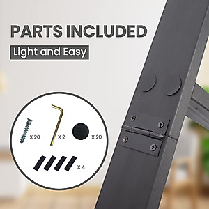 HYBDAMAI Blanket Ladder, 5-Tier Wooden Quilt Stand, Decorative Ladder Shelf, Leaning Shelf, Wall Leaning Blanket Ladder Towel Storage Rack for Living Room (Black)