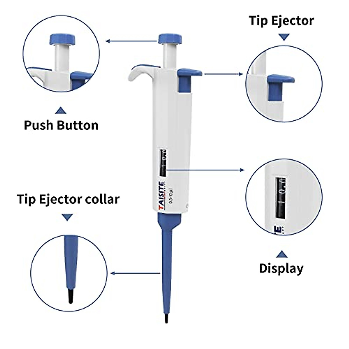 TAISITESMART Micropipette 100ul-1000ul Single Channel Pipettor Adjustable Micro Pipette for Laboratory School High Accurate Lab Pipette