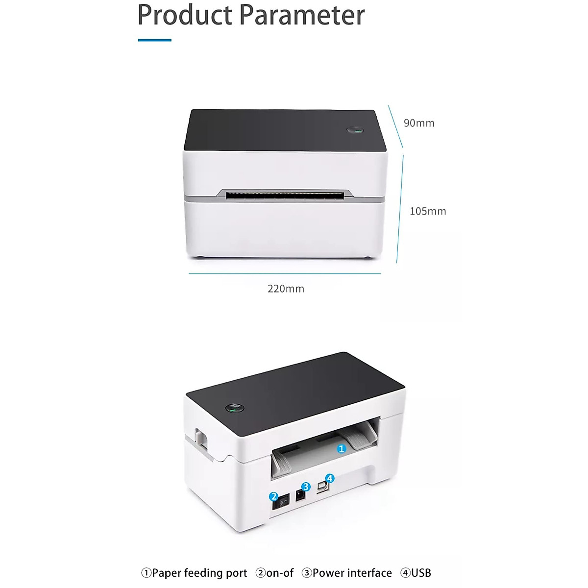 3 Inch 80mm USB Desktop Thermal Barcode Sticker Label Printer