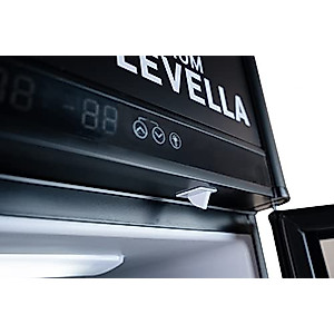 PremiumLevella PRFIM1257DX Single Glass Door Merchandiser Refrigerator-Freezer with Automatic Ice Maker Display Beverage Cooler-12.5 cu ft-Black