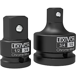 LEXIVON 1/2" & 3/4" Impact Socket Adapter, 2-Piece Set | 1/2" ~ 3/4" Reducer and Increaser Chrome-Moly Steel = Fully Impact Rated (LX-403)