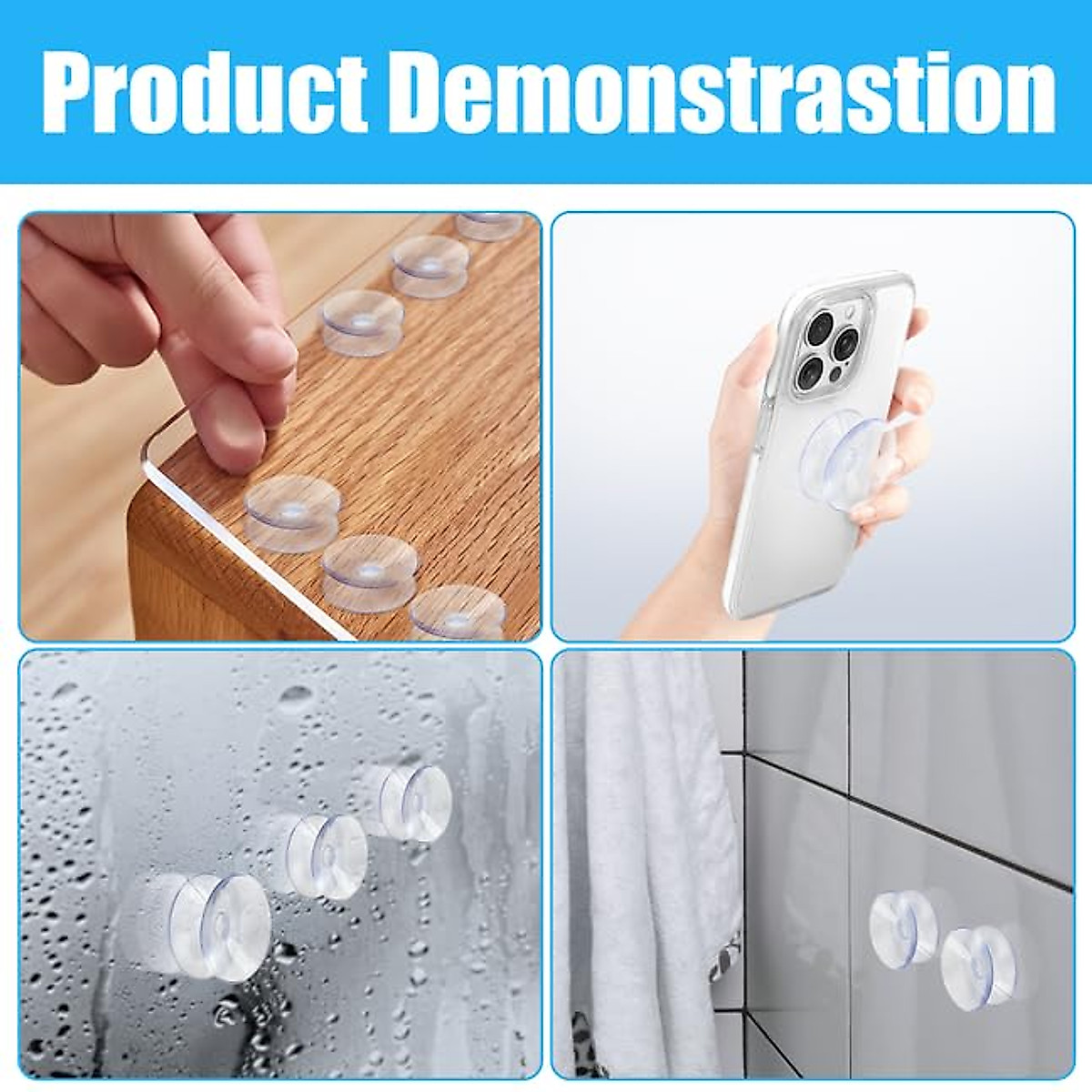 AQUANEAT 20 Pack 0.8/1.2 Inch Double Sided Suction Cups for Glass Table Top Home Organization (0.8 inch)