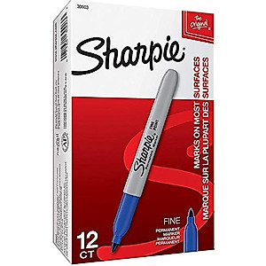 Sharpie 30003 Permanent Markers, 2 Packs of 12 Markers Each for a Total of 24 Markers, Blue; Alcohol-based Ink is Quick-drying and Nontoxic; Durable Ink is Fade-resistant and Water-resistant