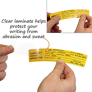 SmartSign Emergency Medical Information Hard Hat Label | 1.25" x 6" Self-Laminating, Pack of 5