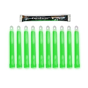 Cyalume Military Grade Green Glow Sticks - Premium Bright 6” ChemLight Emergency Glow Sticks with 12 Hour Duration (Bulk Pack of 10 Chem Lights)