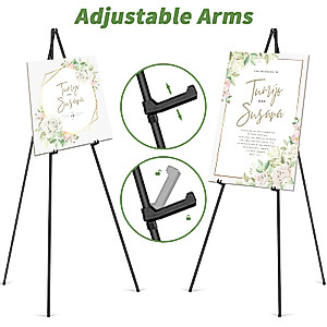 63" Tall Display Easel, Folding Instant Poster Easel, Black Steel Metal Telescoping Art Easel for Display Show, Easy Assembly with Carrying Bag (Black, 1Pack)