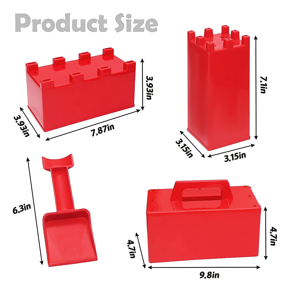 BeneFine Snow Fort Building Block,Snow Brick Maker, Sand Castle Mold,Beach and Snow Toy Brick Form for Kids,Outdoor Winter and Summer Fun Toys（4PCS）