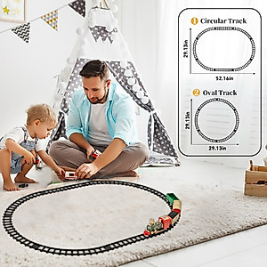 Train Set - Christmas Train Toys, Battery-Powered Locomotive Engine with Sound and Lights, Cargo Cars & 10 Tracks, Toy Train Sets for Boys Age 3 4 5 6