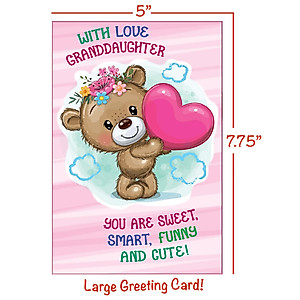 Chuck's Card-O-Rama - Birthday Card For Granddaughter - Made in USA - Why Pay More? - Large Card Opens to 10" x 7.75" - Extra Thick Paper - 95363