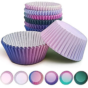300-Count Cupcake Liners Standard Disposable Cupcake Cups 6 Design Cupcake Papers Baking Cups Cupcake Wrappers (Standard Size) qiqee For Housewarming