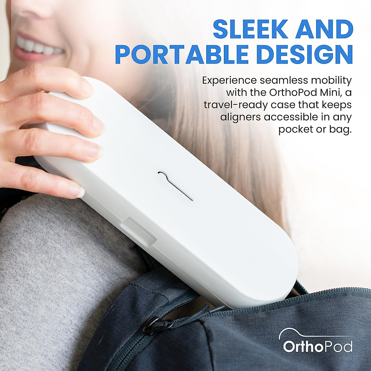 OrthoKey OrthoPod Dental Travel Case - Secure Storage for Aligners, Retainers, and Invisalign - Convenient Toothbrush and Toothpaste Holder - Clear Removable Grabber - Sterile Storage