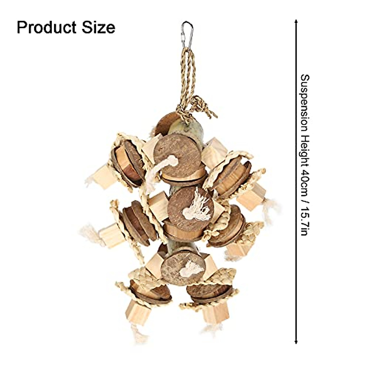 Zerodis Parrot Chewing Toy, Bird Coconut Beak Grinding Plaything Toy Parrot Cage Bite Toys with Blocks for Conures Cockatiels African Grey Macaws