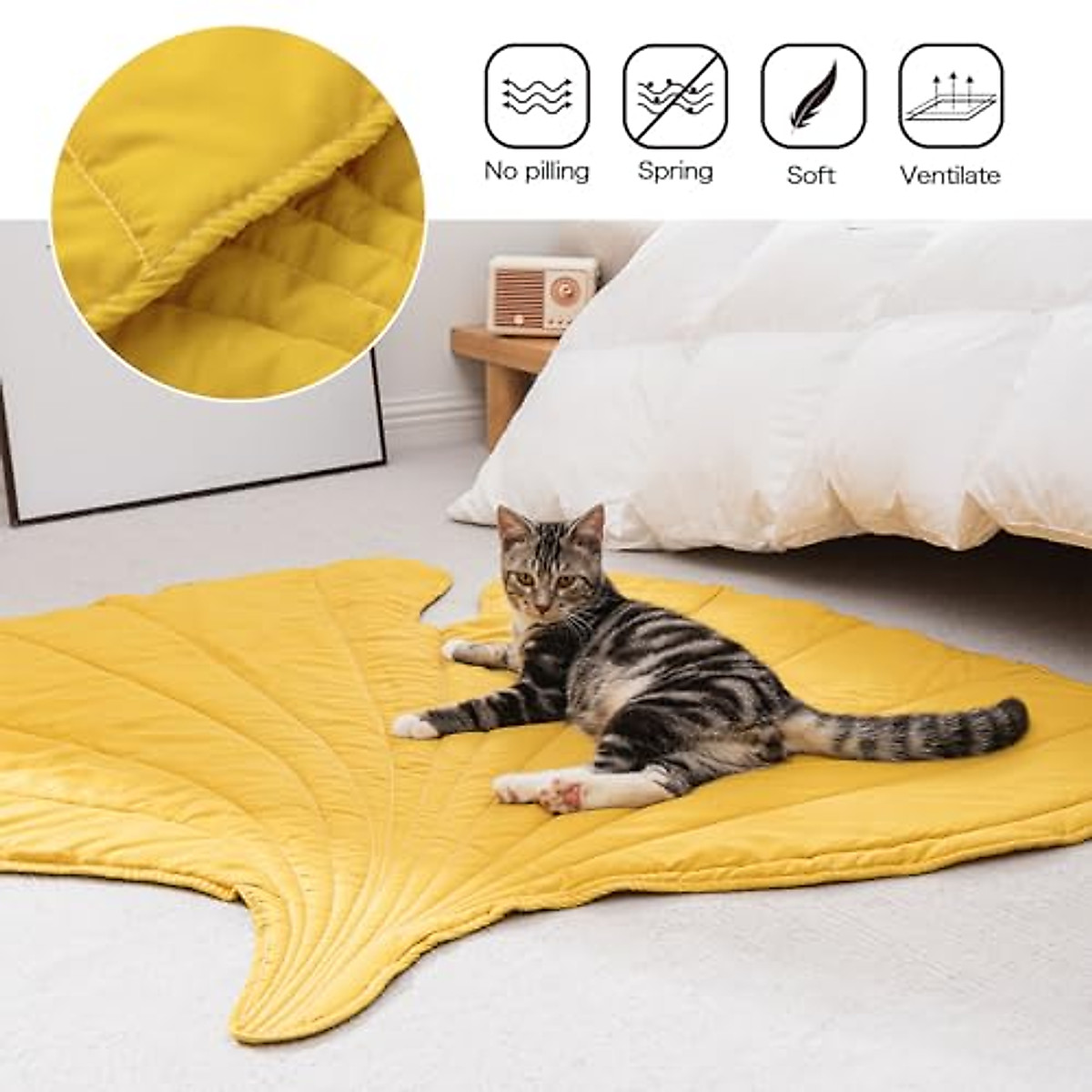 Dropshipful Cat Dog Blanket, Leaf Blanket Shaped Cushion Household Pet Blanket, 3D Yellow Leaves Blanket for Dog Bed and Cat Bed, Couch, Sofa