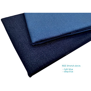 9OZ Stretch Denim Premium Cotton Blend Fabric by The Yard DIY for Sewing Crafting (Dark Blue 2yds)
