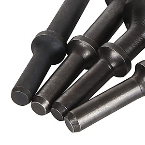 Heavy Duty 6 Pcs Air Hammer Rivet Bits Set, Hammer Bits Accessories 0.401 Shank Pneumatic Chisel Air Hammer Smoothing Extended Length Tool Kit with Spring