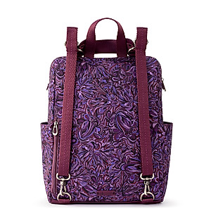 Sakroots womens Eco-twill Convertible Loyola Backpack in Eco Twill Adjustable Crossbody Strap Multifunctional Bag with Laptop Compartmen, Violet Treehouse, One Size US