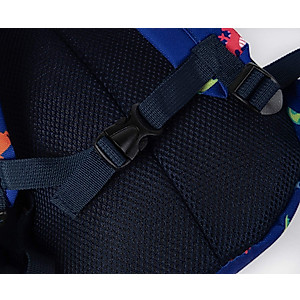 Toddler Backpack for Boys Girls Kids Dinosaur Book Bags with Safety Leash (Navy blue printing)