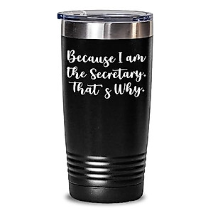 Funny Secretary Tumbler Gifts from Friends for Mom's Day - 'Because I Am The Secretary. That's Why.'