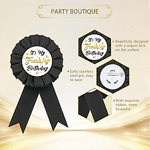It's My Freaking Birthday Tinplate Badge Pin, Black Rosette Happy Birthday Button Pin, Funny Birthday Badge Pin for Men/Women, Black Brooch Buttons for 18th/21st/30th Birthday Party Supplies