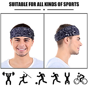 Men's Sweatbands for Workout: Camo Headband, Wide Sweat-Absorbing Head Band for Basketball, Football, Cycling, Running, Yoga, 4.7 x 9.8 Inch (Bandanna Style)