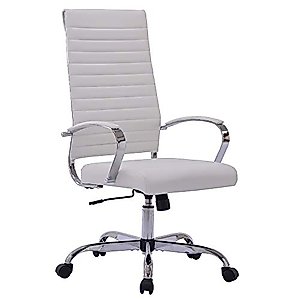 Sidanli White Computer Chair, Modern Desk Chair Conference Chairs with Faux Leather